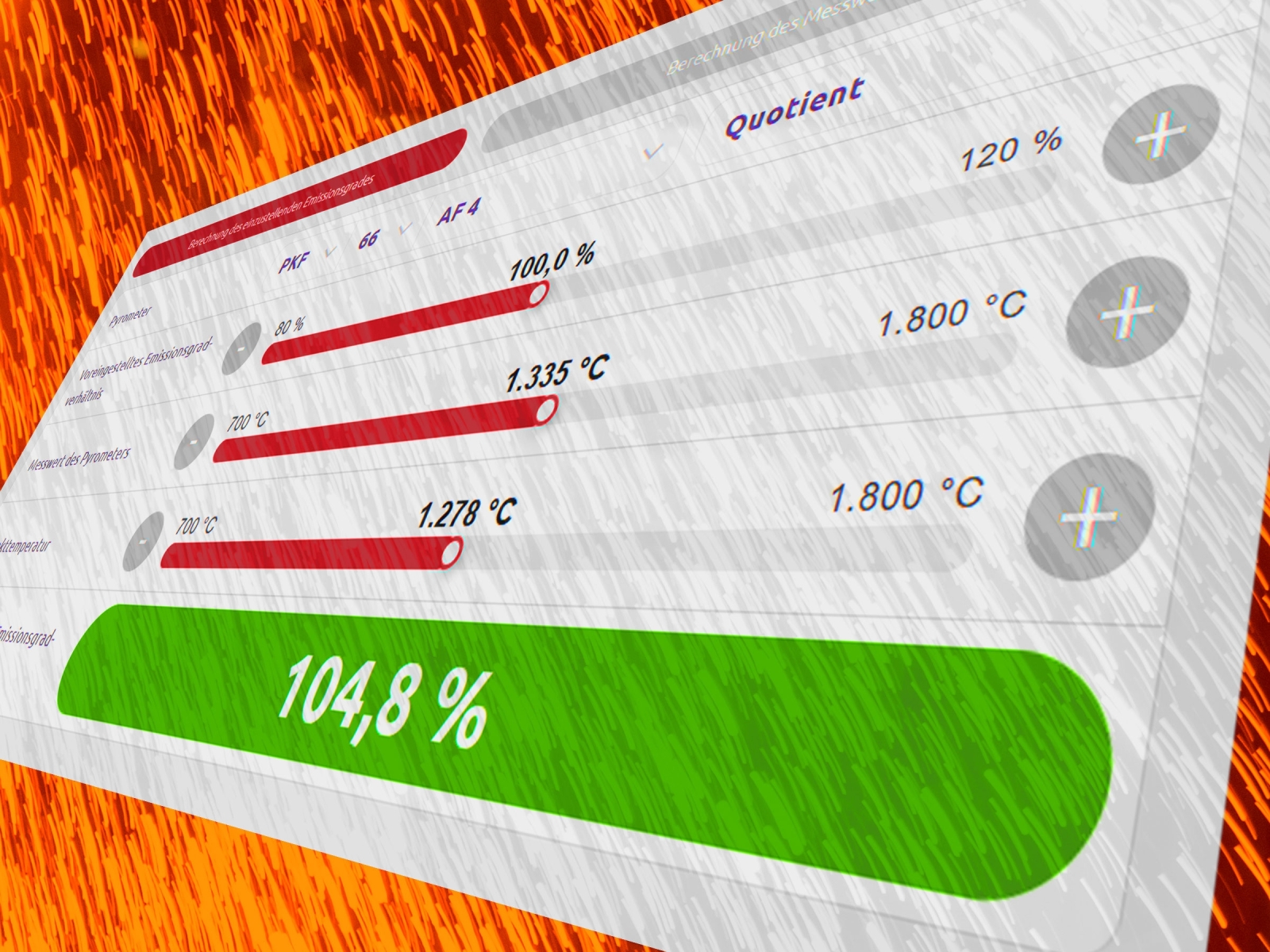 Temperature measuring range of a pyrometer